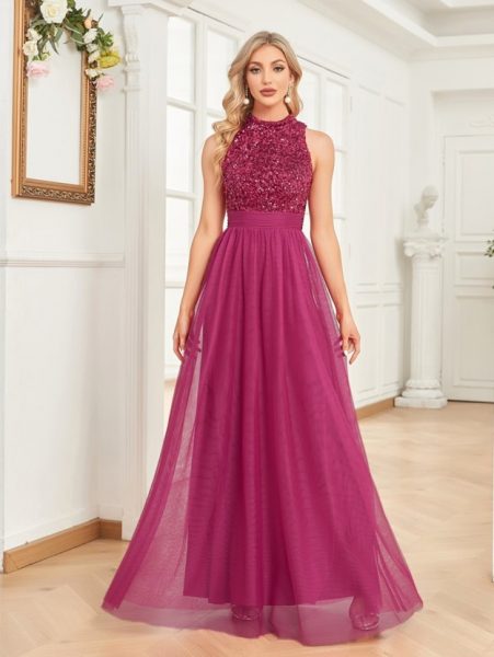 Cerise Pink A-Line Formal Evening Dress #510 8A - BU Boutique